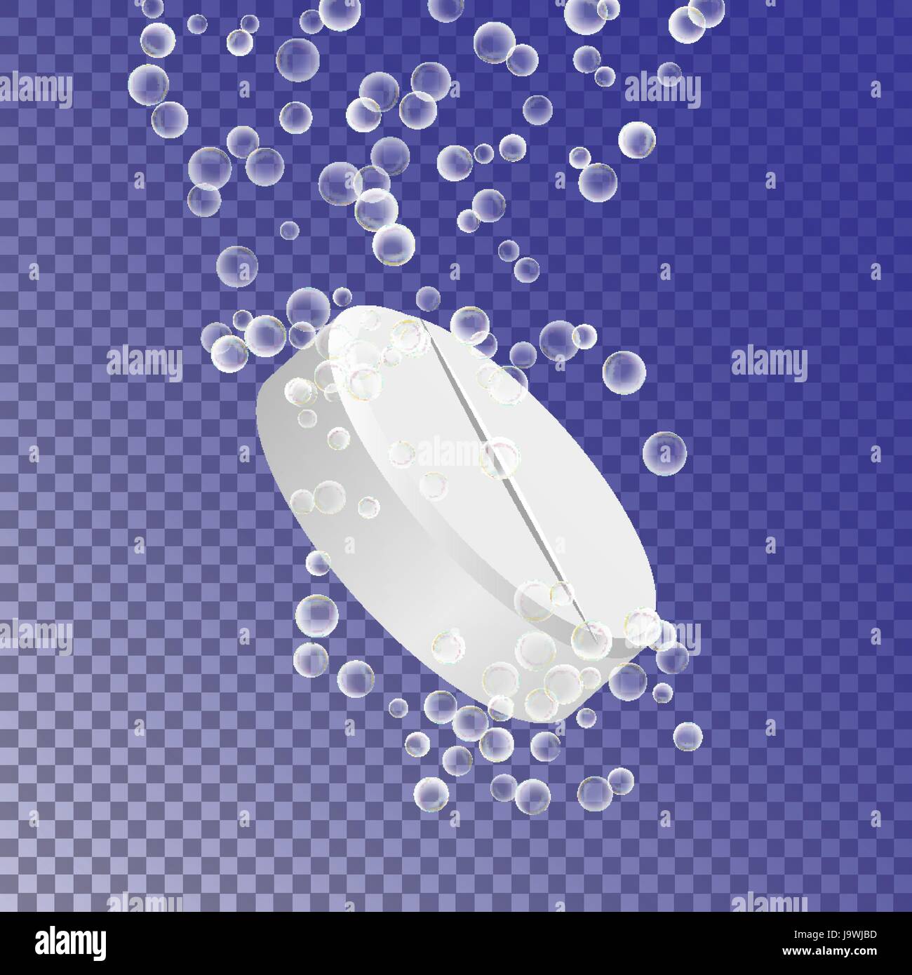 Effervescent Medicine. Fizzy Tablet Dissolving. White Round Pill ...