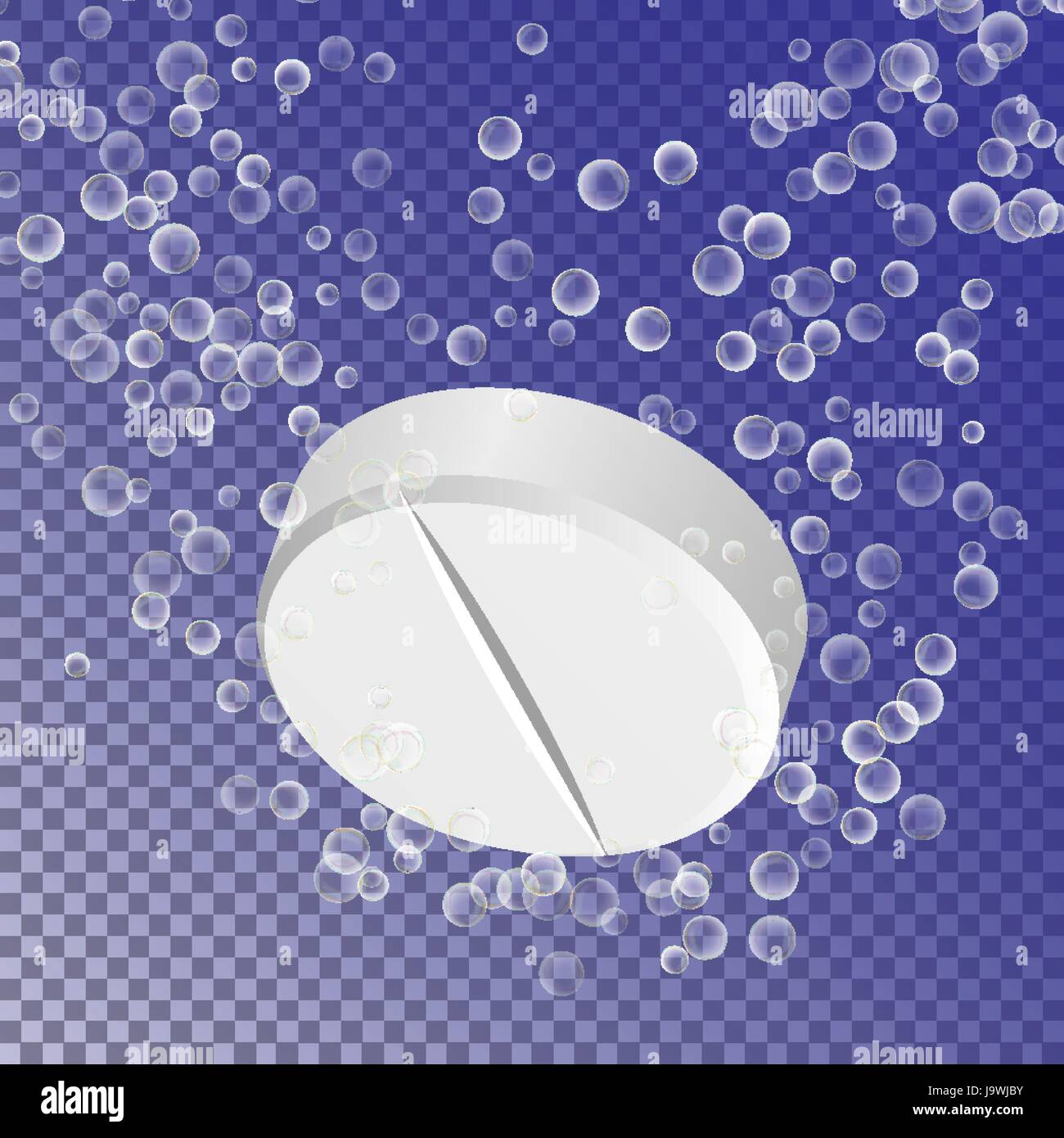 Effervescent Medicine. Fizzy Tablet Dissolving. White Round Pill ...