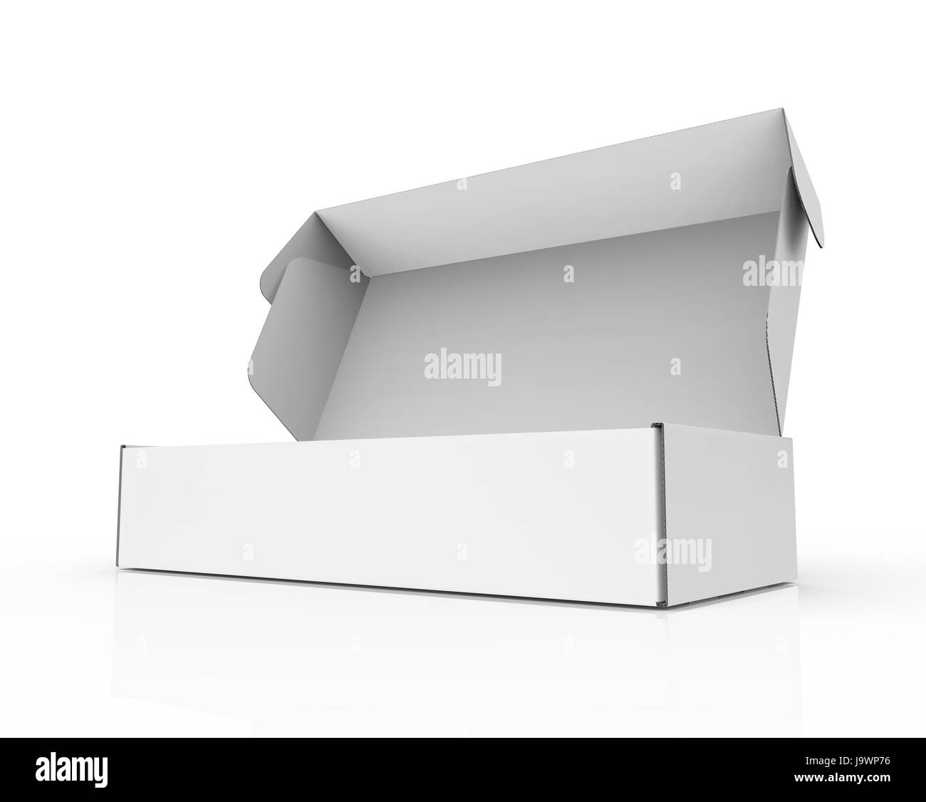 open blank 3d rendering roll end tuck top box, isolated white ...
