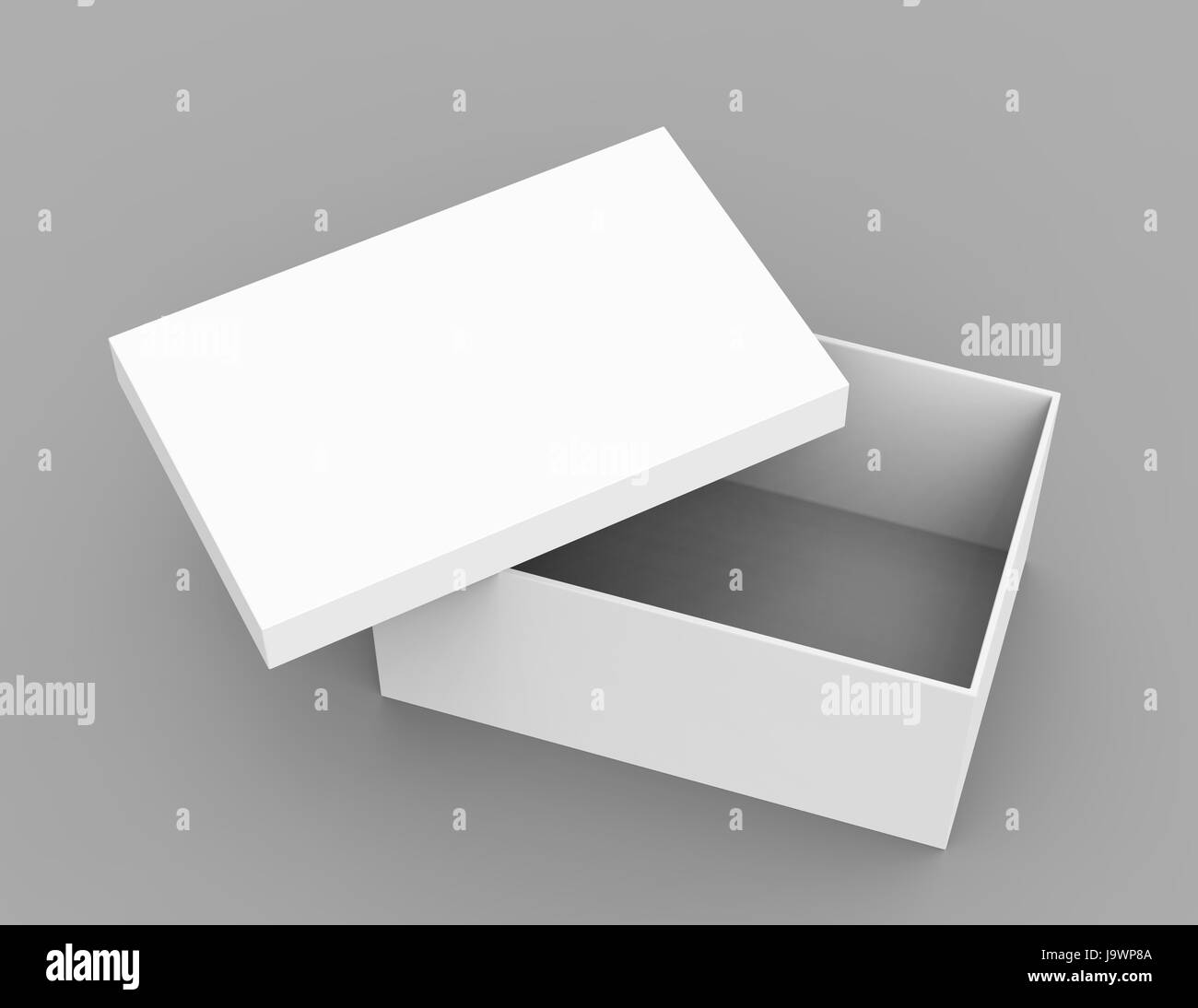 white 3d rendering blank open box, isolated gray background Stock Photo ...