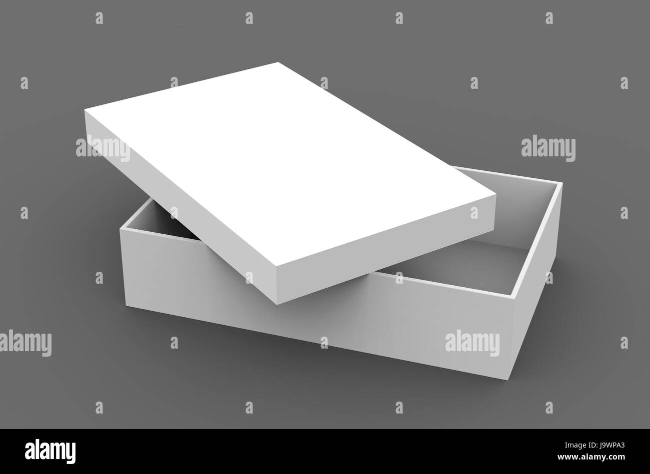 white 3d rendering blank open box, isolated gray background Stock Photo ...