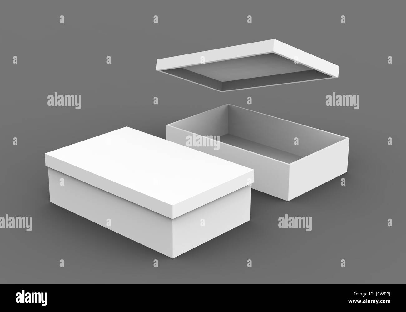 two white 3d rendering blank boxes, isolated gray background Stock ...