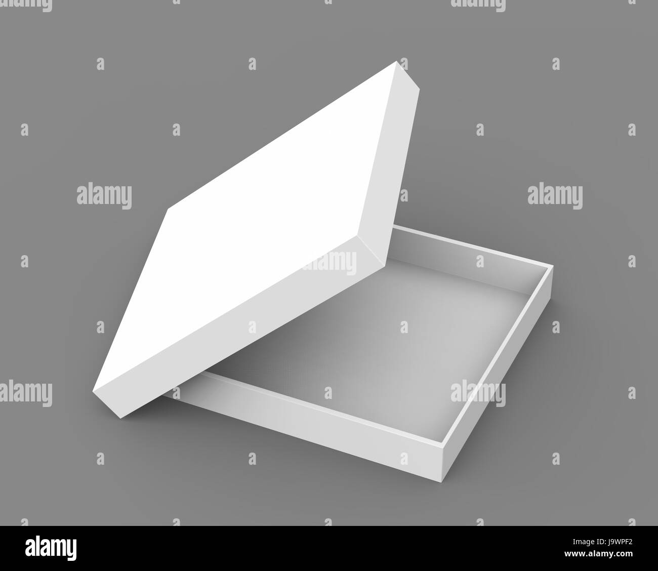 white 3d rendering blank open box, isolated gray background Stock Photo ...