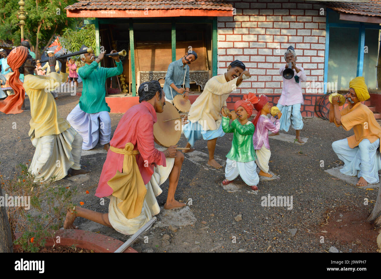 Villagers dance, Sculpture museum, Kaneri Math, Kolhapur, Maharashtra ...