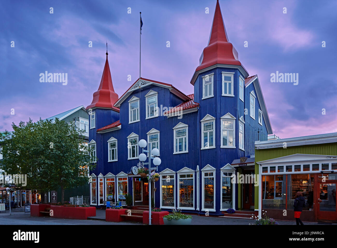The Blue Café, Bláa kannan café, Akureyri, Iceland Stock Photo - Alamy
