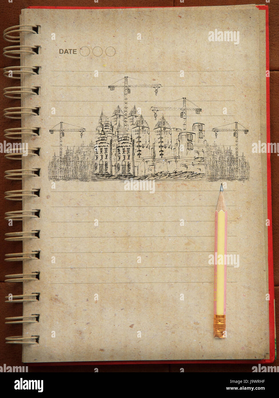 sketching idea for building construction on note book for construction ...
