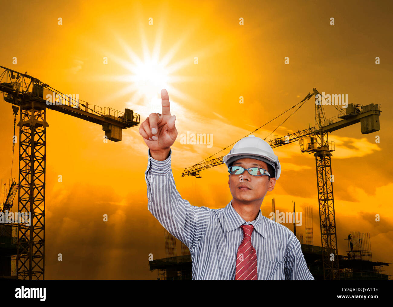engineering man working in construction site use for construction ...