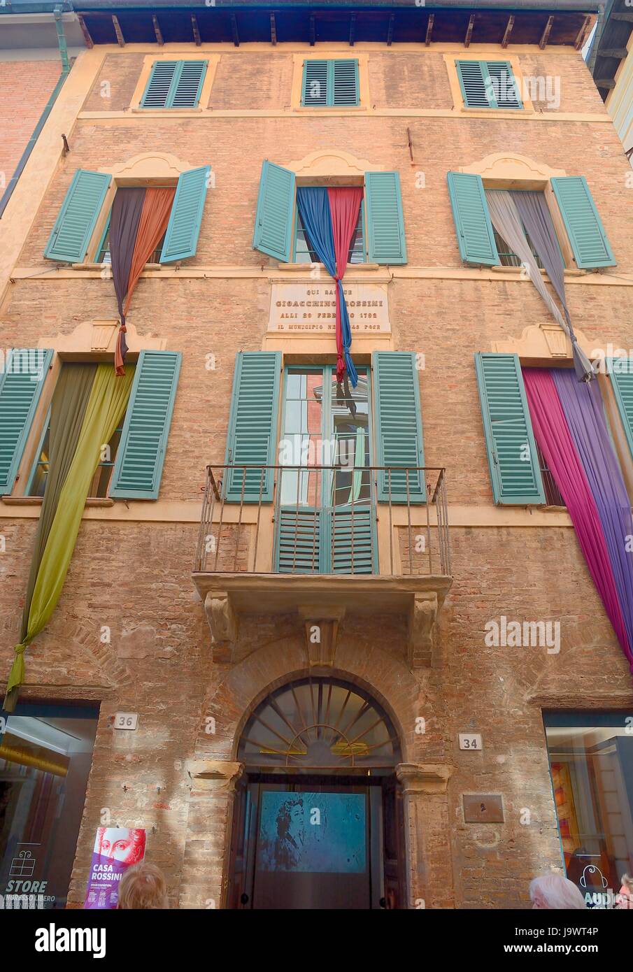Casa Rossini, home and birthplace of Gioachino Rossini, Pesaro, Marche Region, Italy Stock Photo ...