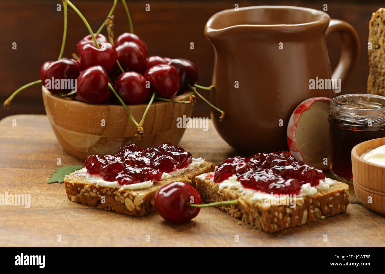 Cream cheese toast and jam hi-res stock photography and images - Alamy