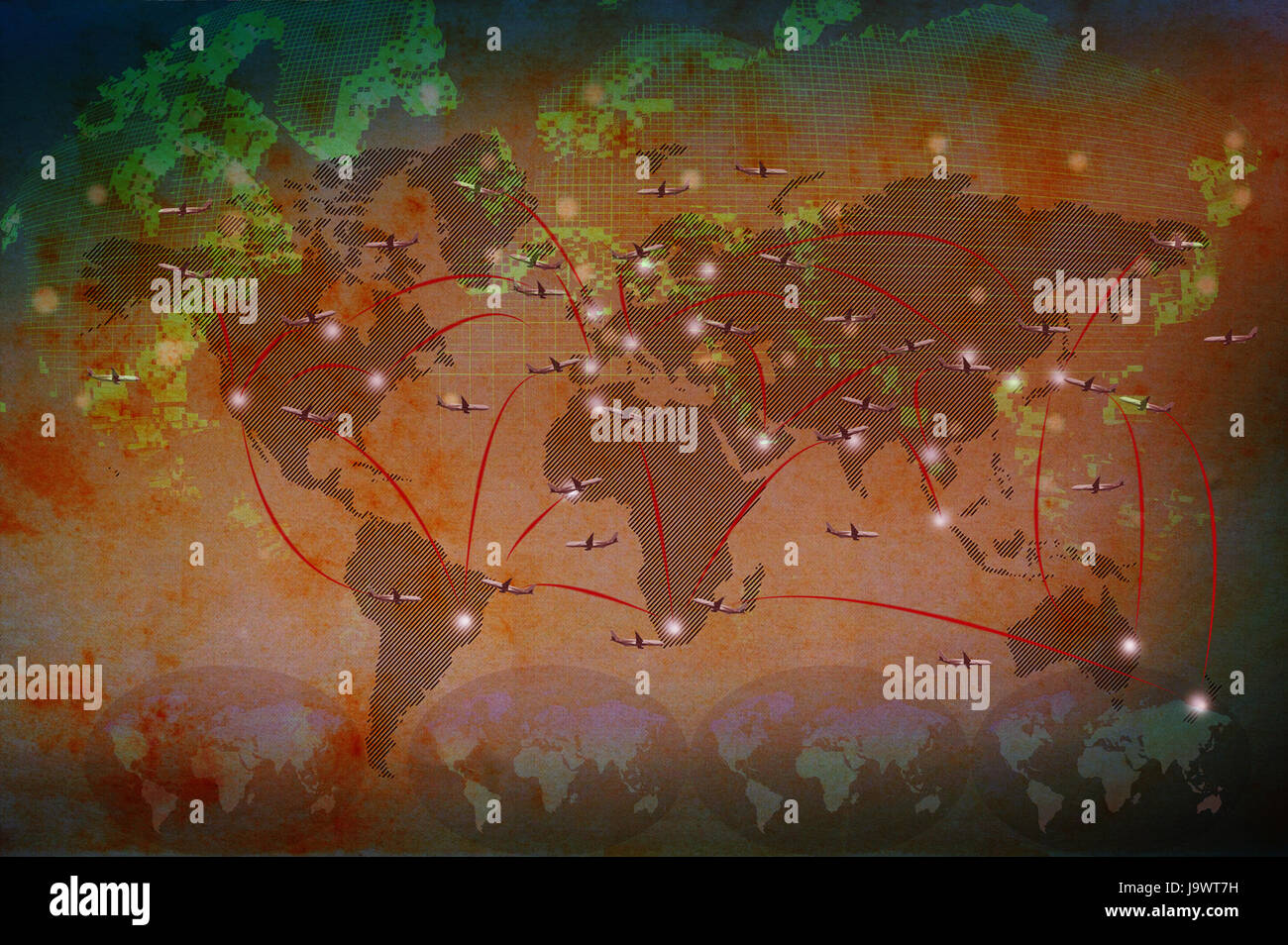 Flight path and world map hi-res stock photography and images - Alamy
