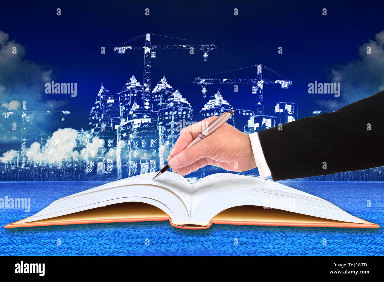 hand sign contact of new construction for construction business theme ...