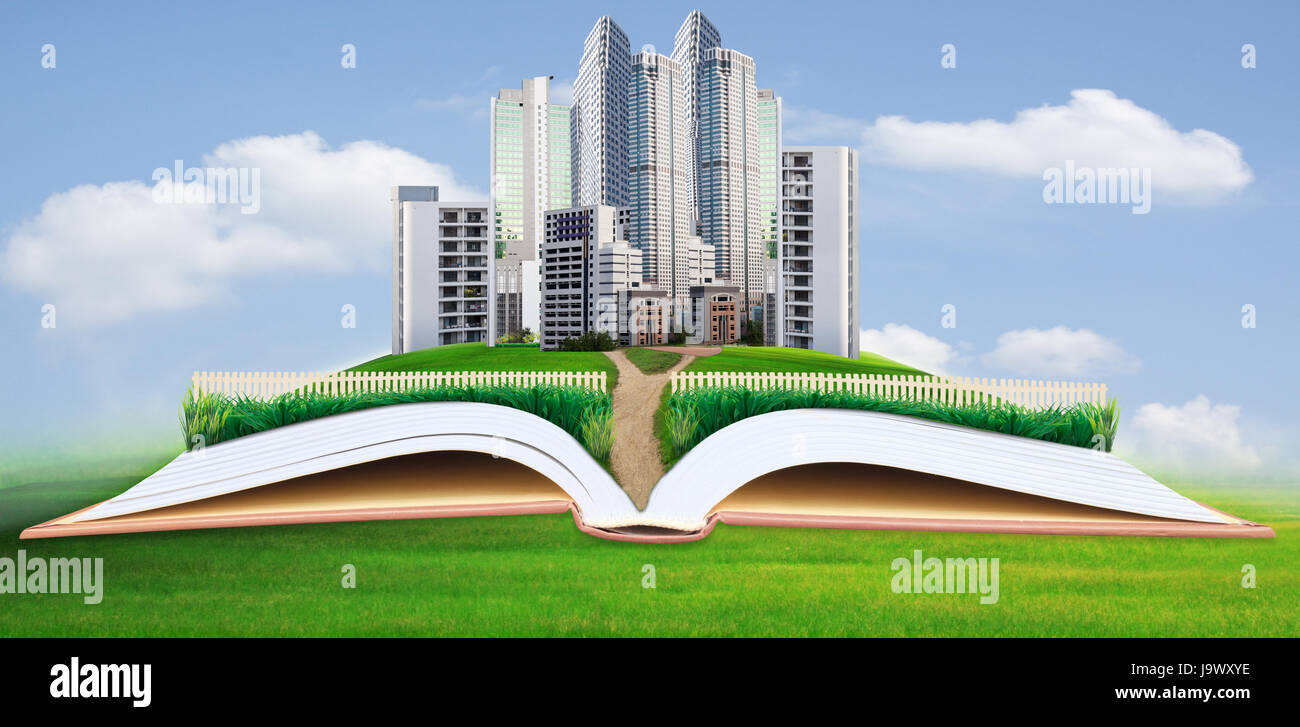 modern building on abstract landscape Stock Photo - Alamy