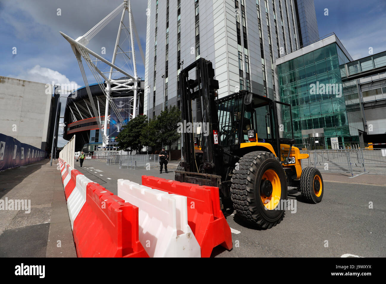 Security barriers are put in place prior to tonights UEFA Champions ...