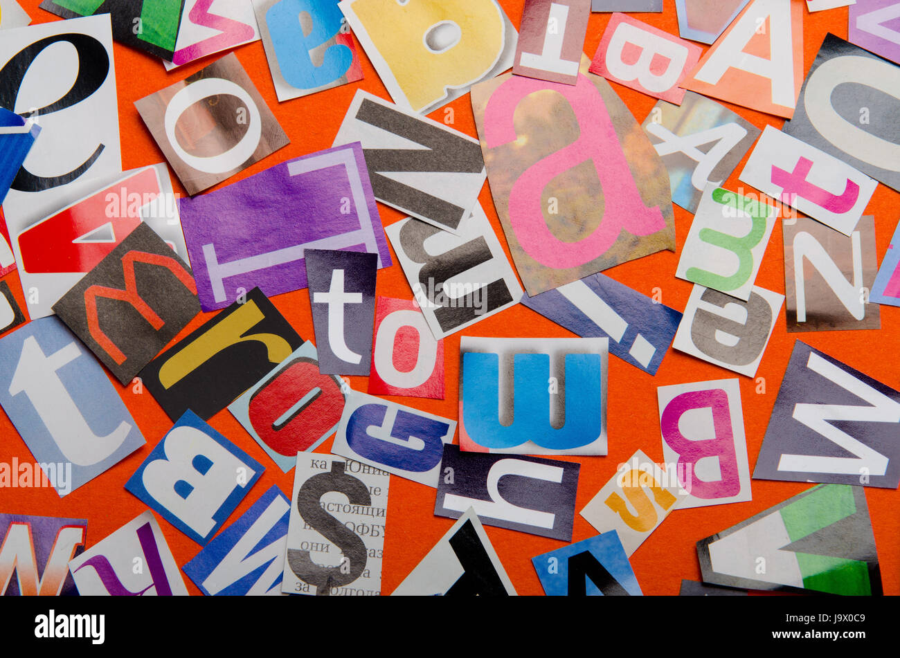 Newspaper magazine alphabet letters numbers hi-res stock photography ...