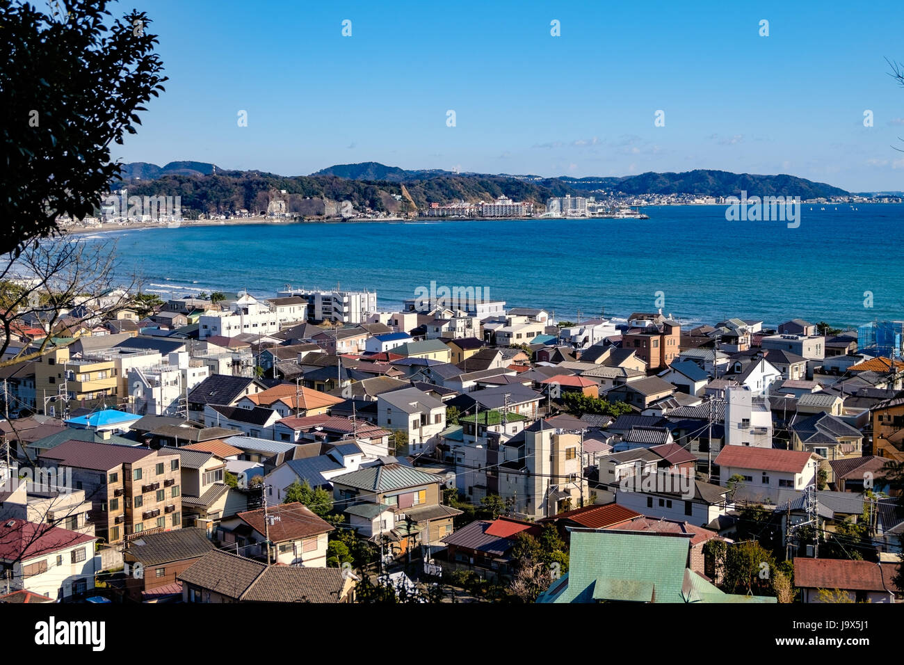 Landscape with village and sea Stock Photo - Alamy