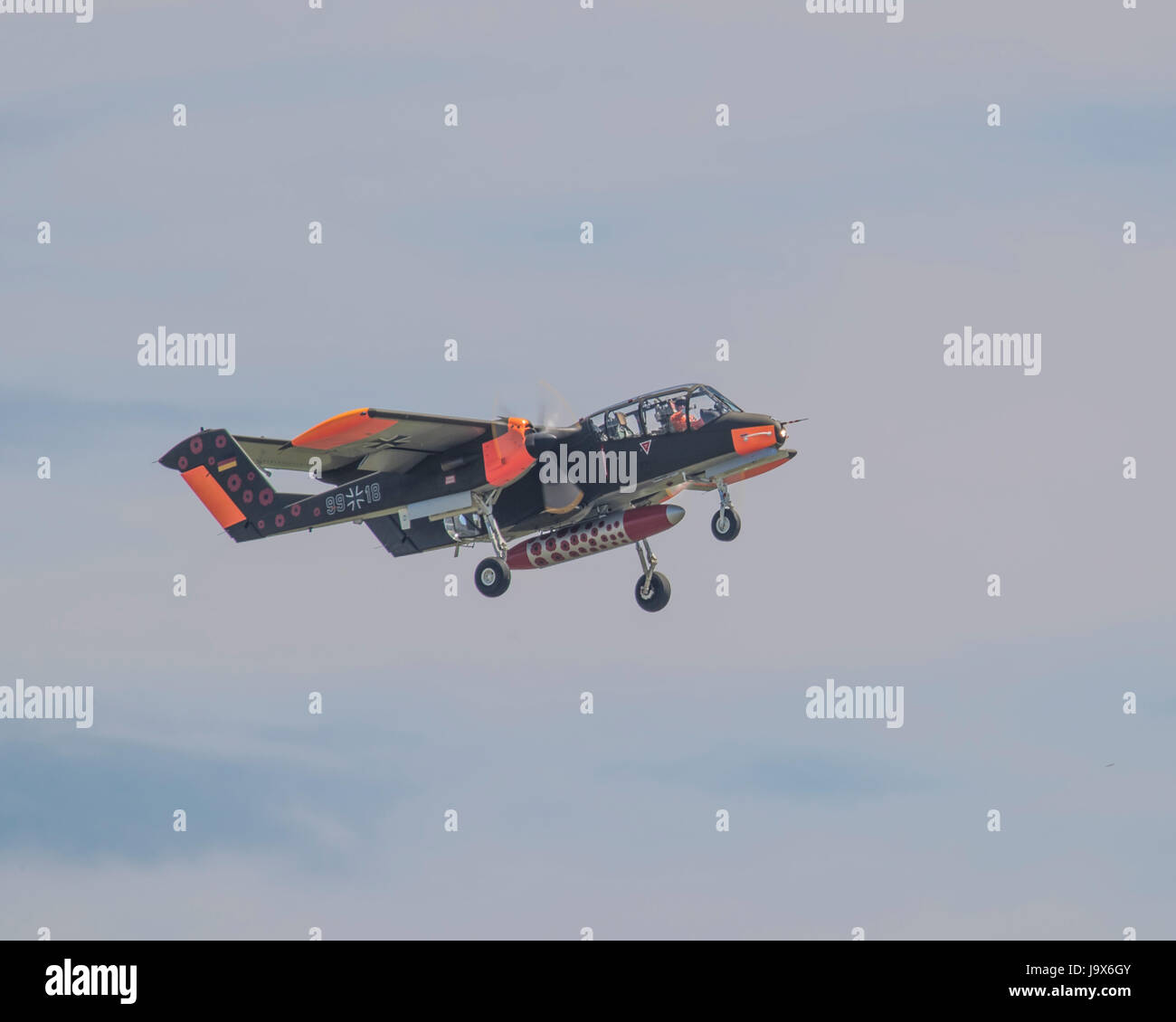 Preserved North American Rockwell OV-10 Bronco aircraft flying at a ...