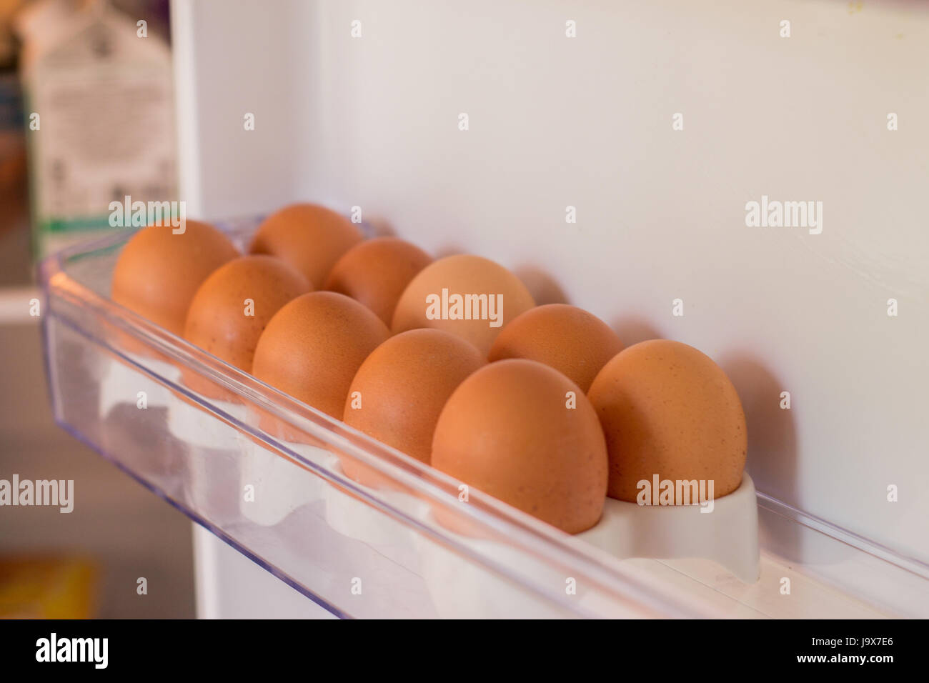 Packing eggs in a cardboard box. Eggs in the fridge Stock Photo - Alamy