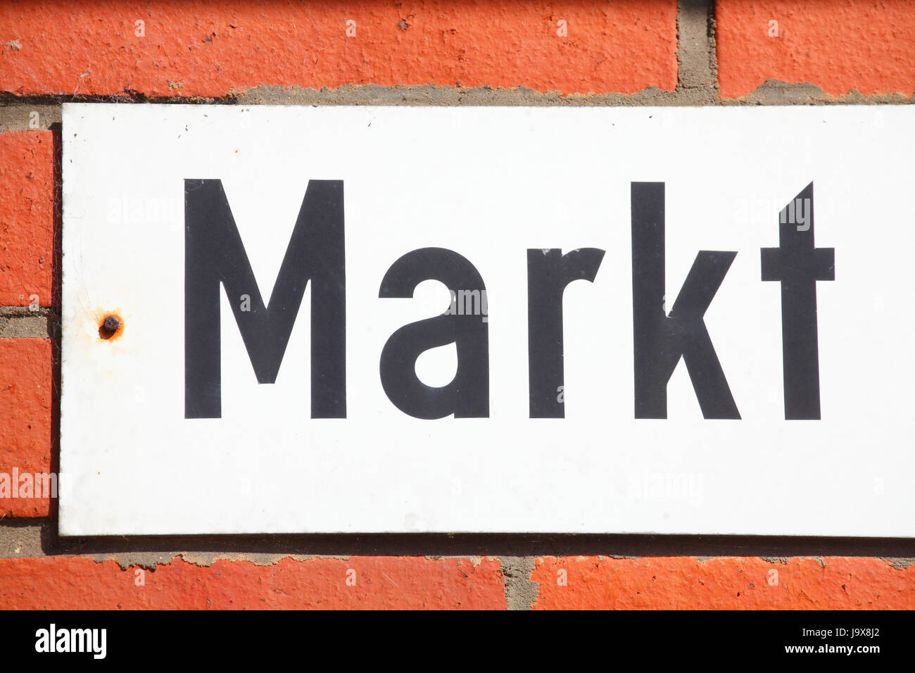 Street Sign Market, in German Markt Stock Photo - Alamy