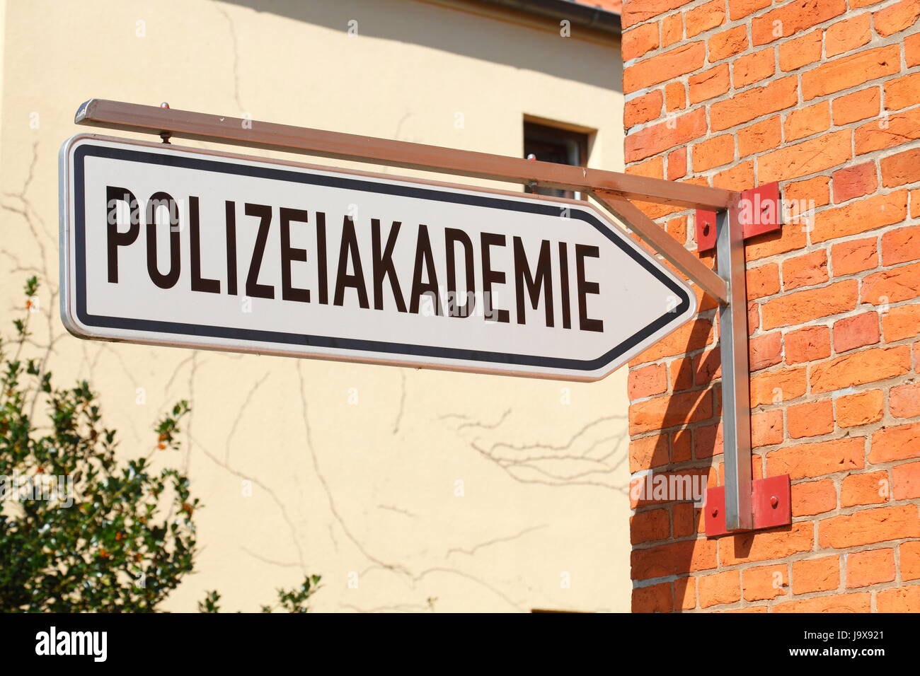 Sign police academy, Polizeiakademie in German Stock Photo - Alamy