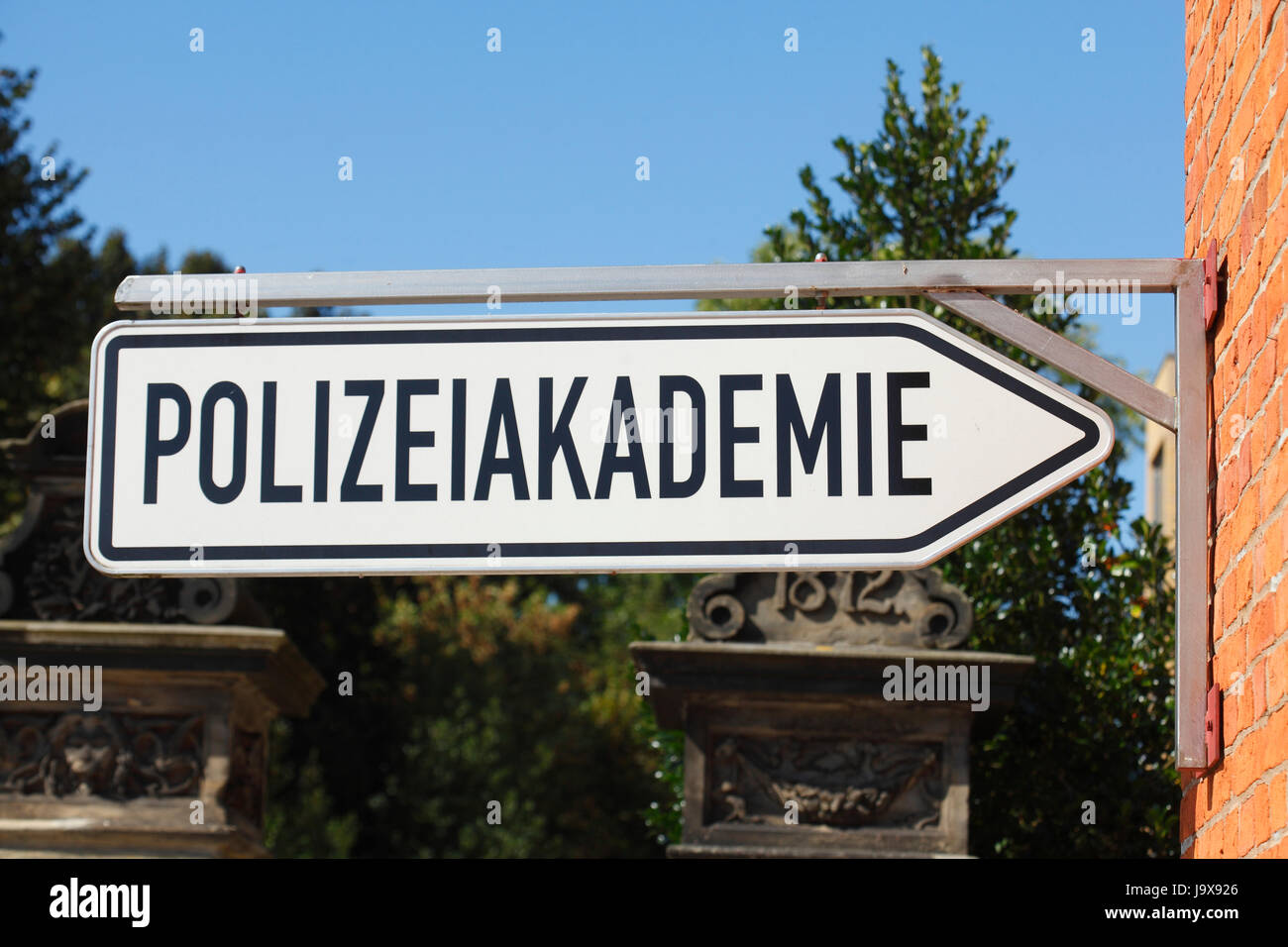 Sign police academy, Polizeiakademie in German Stock Photo - Alamy