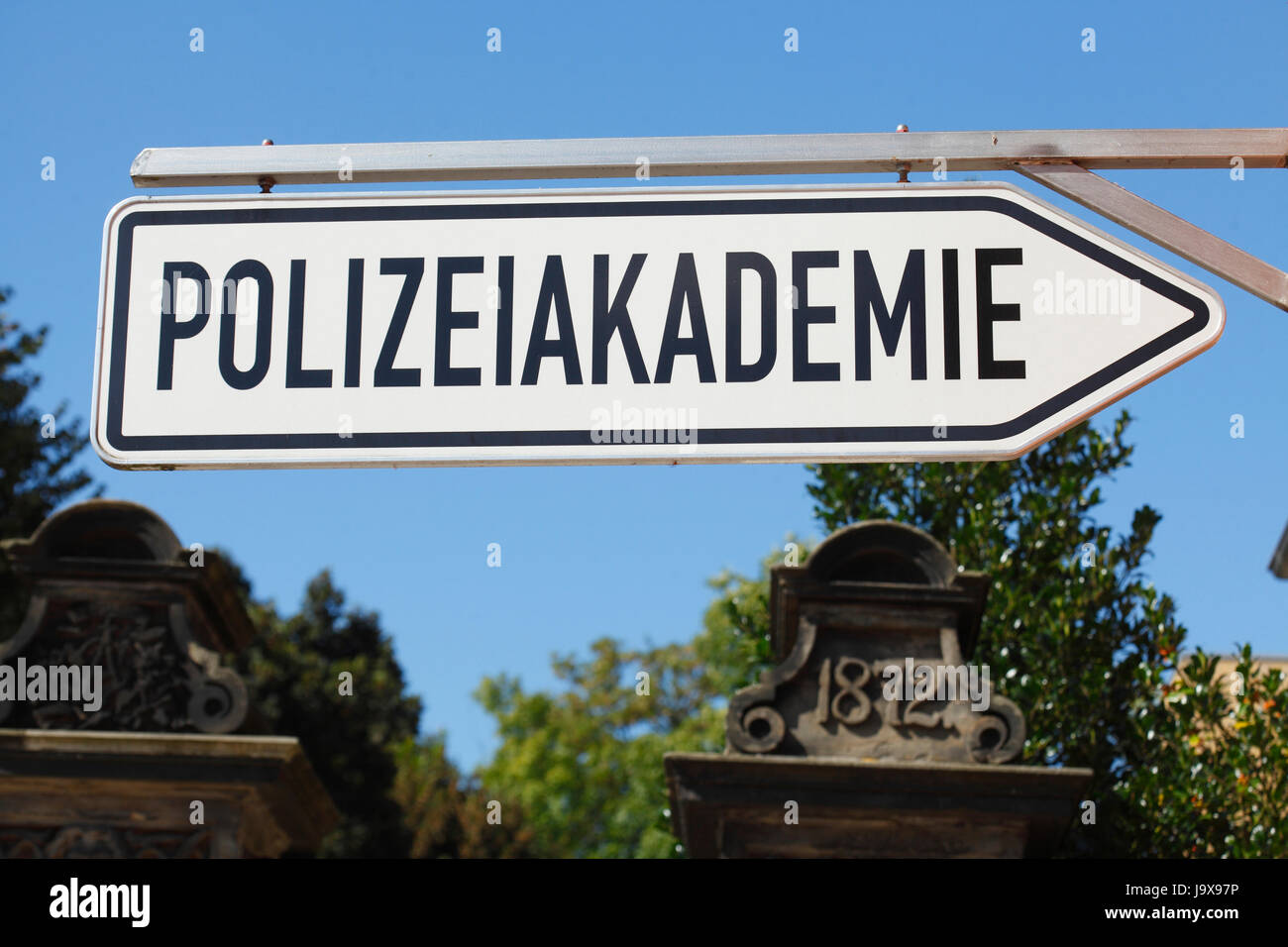 Sign police academy, Polizeiakademie in German Stock Photo - Alamy