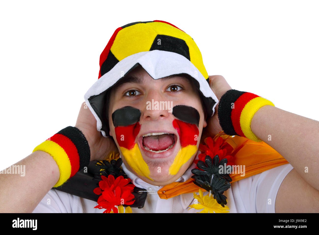 German soccer fan on white background Stock Photo - Alamy