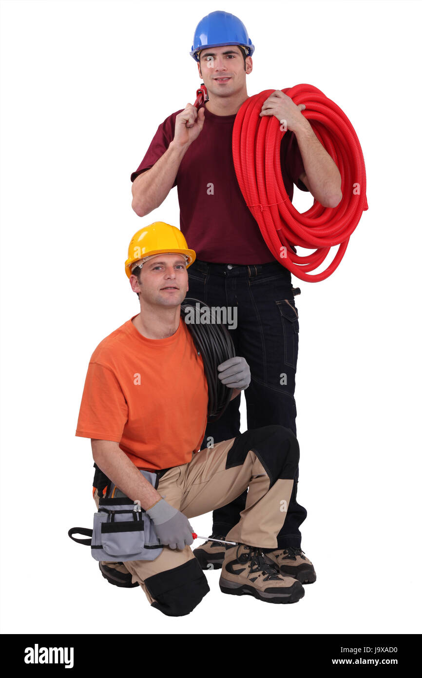 Electric electrical electrician foreman workers hi-res stock ...