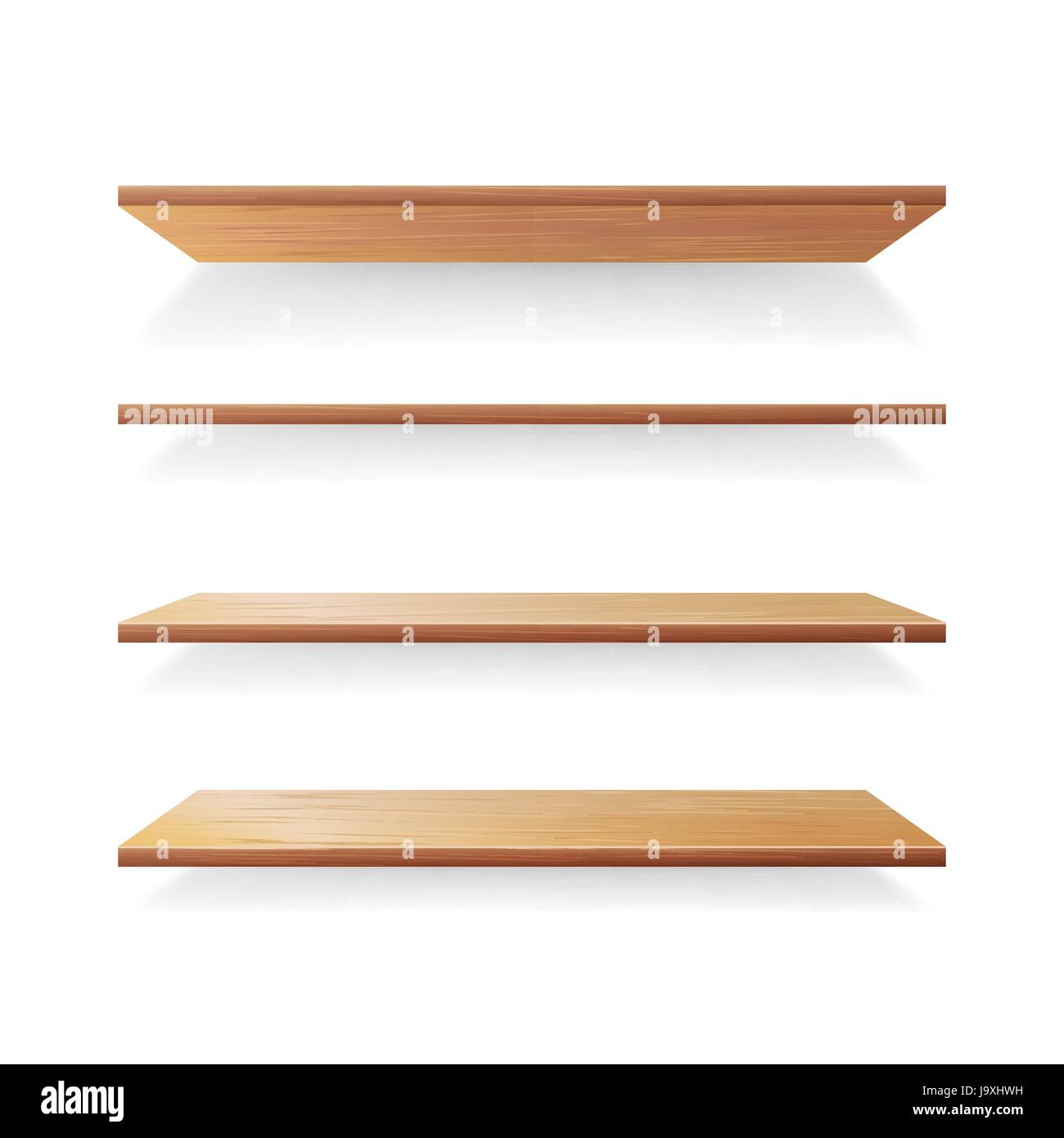 Empty Wood Shelves Template Vector Set. Isolated On White Background ...