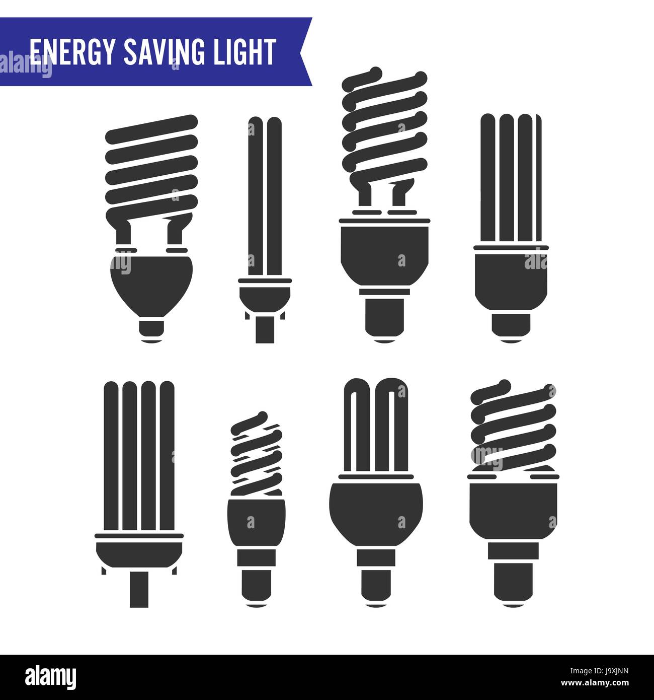 Energy Saving Light Vector. Set Energy Saving Light Bulbs Icon Stock ...