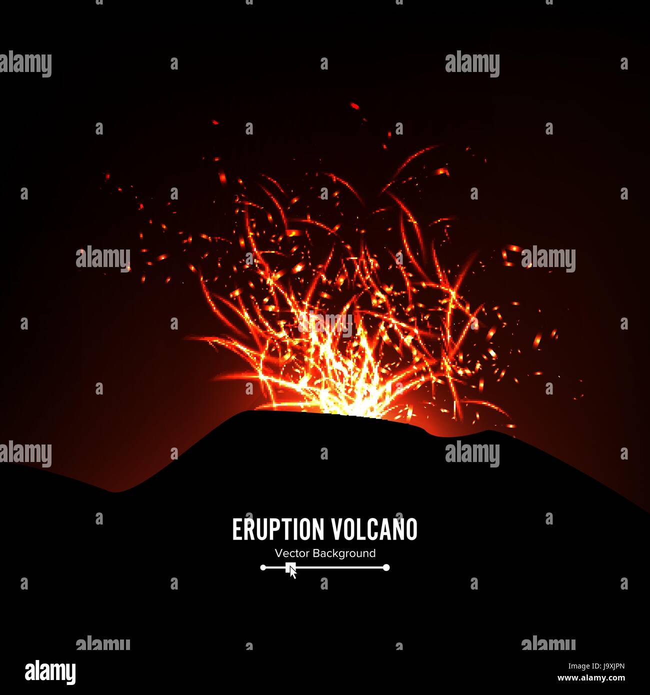 Eruption Volcano Vector. Thunderstorm Sparks. Big And Heavy Explosion ...