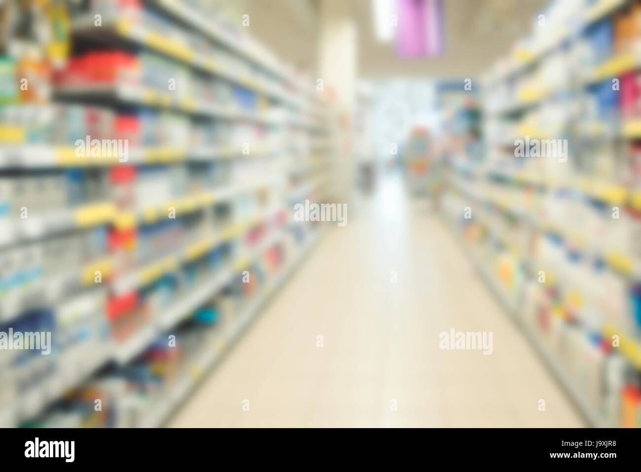 Interior of the supermarket without people, blur photo Stock Photo - Alamy