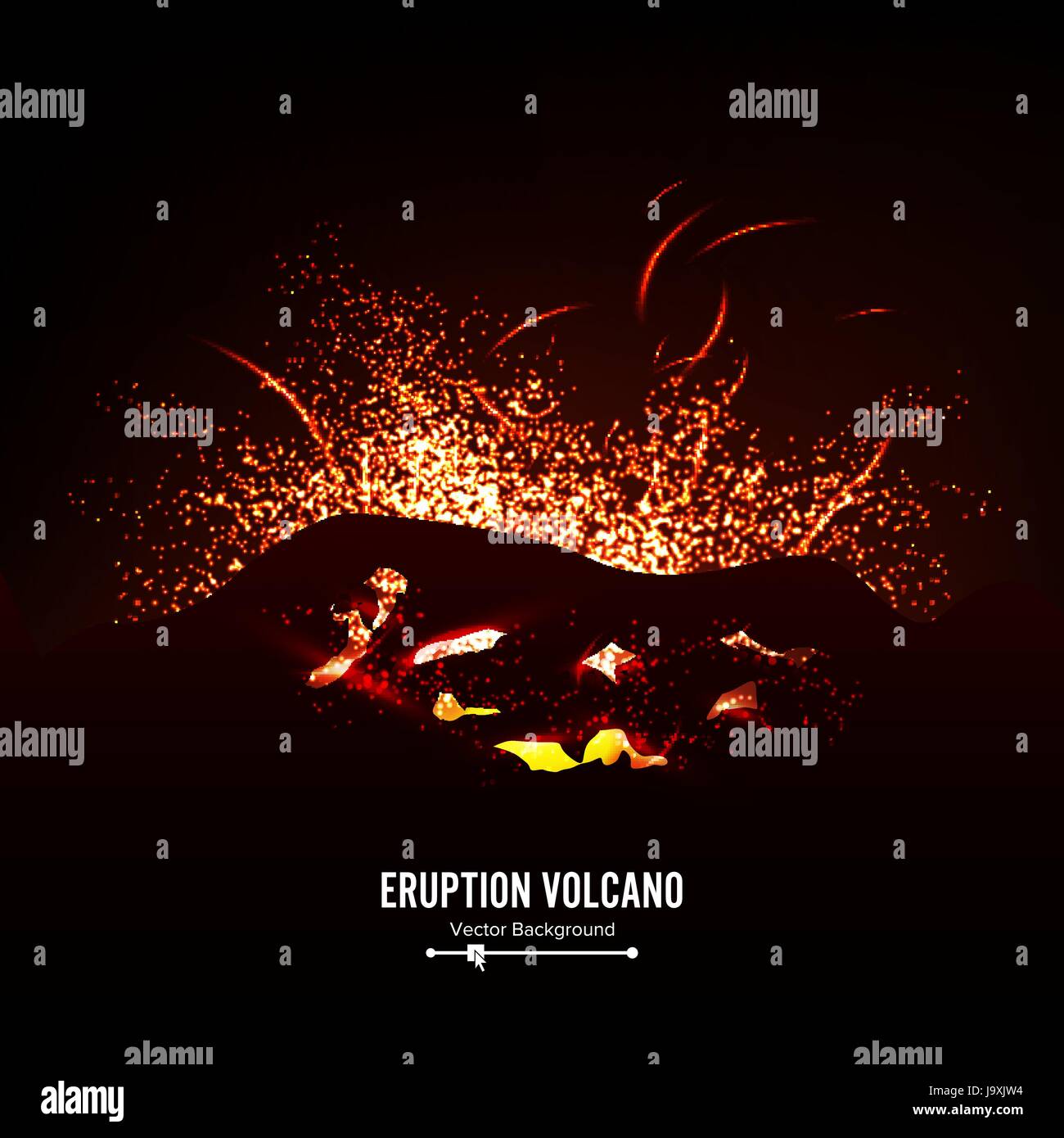 Eruption Volcano Vector. Thunderstorm Sparks. Big And Heavy Explosion ...