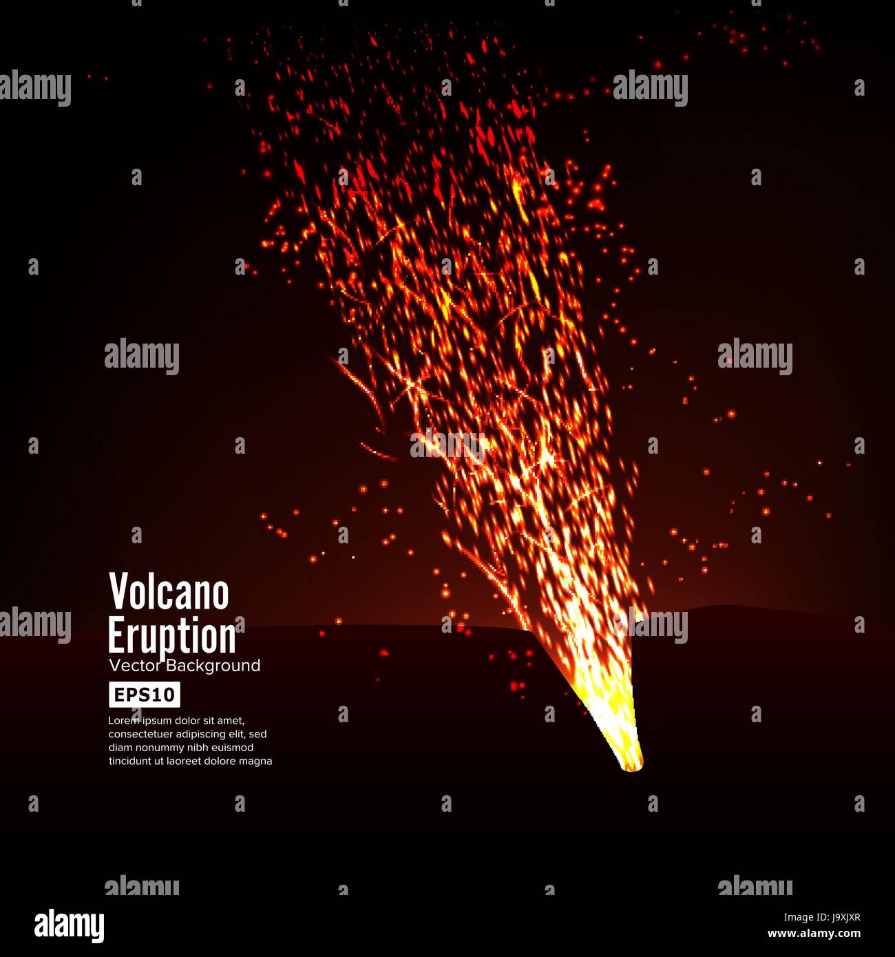 Eruption Volcano Vector. Thunderstorm Sparks. Big And Heavy Explosion ...