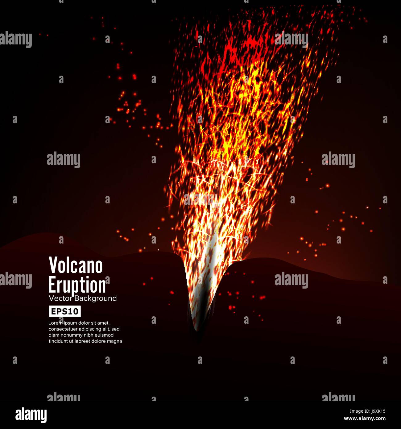 Eruption Volcano Vector. Thunderstorm Sparks. Big And Heavy Explosion ...