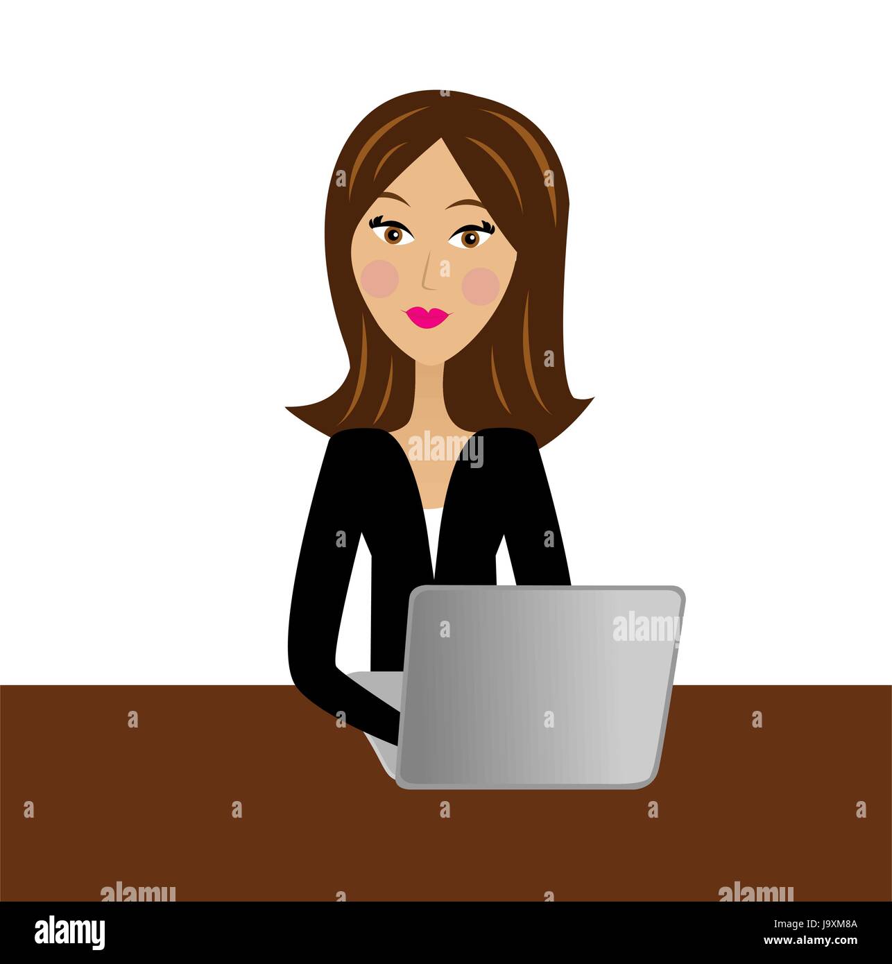 Business Woman Work In Office Vector Illustration Stock Vector Image