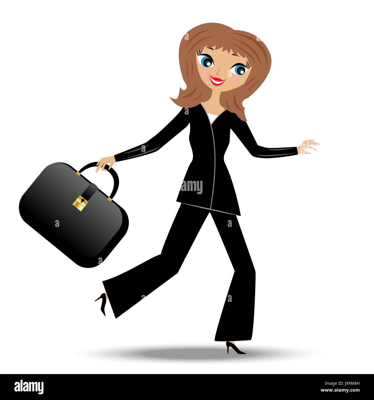 young business woman hurry on work, vector illustration Stock Vector ...