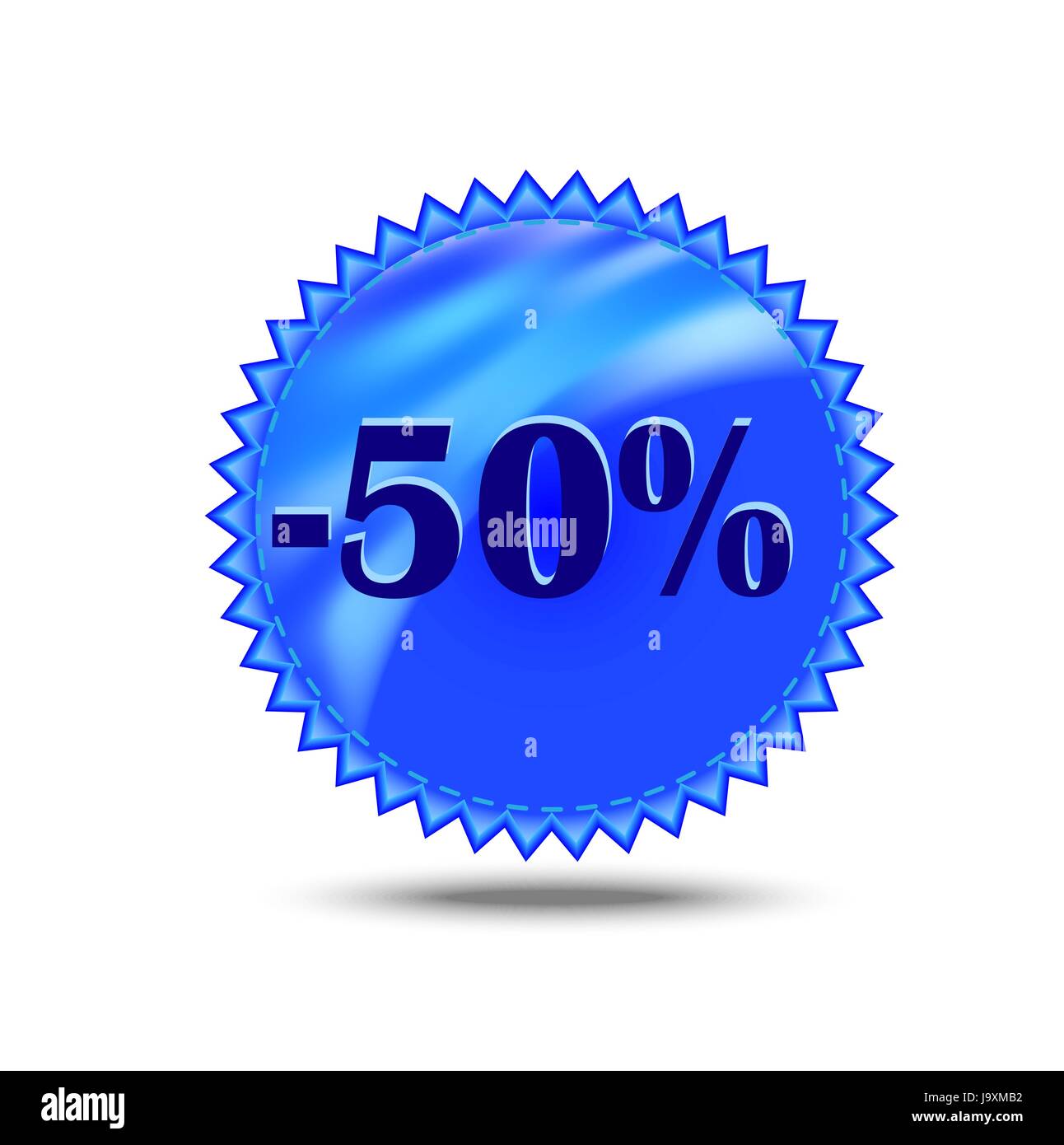 sticker of blue color with a sign of "-50%", vector illustration Stock ...