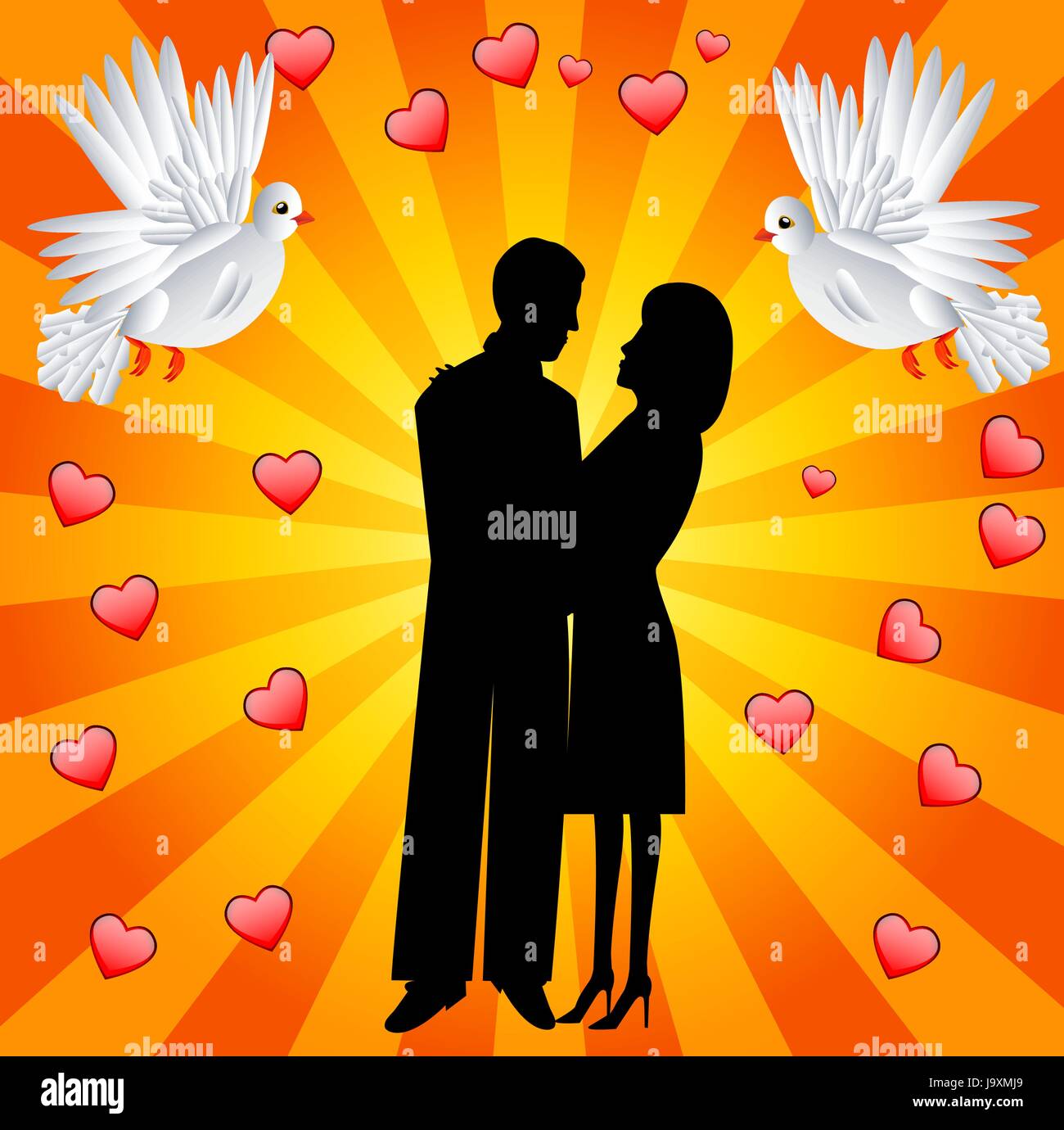 young loving couple and two white fondling,a vector illustration Stock ...