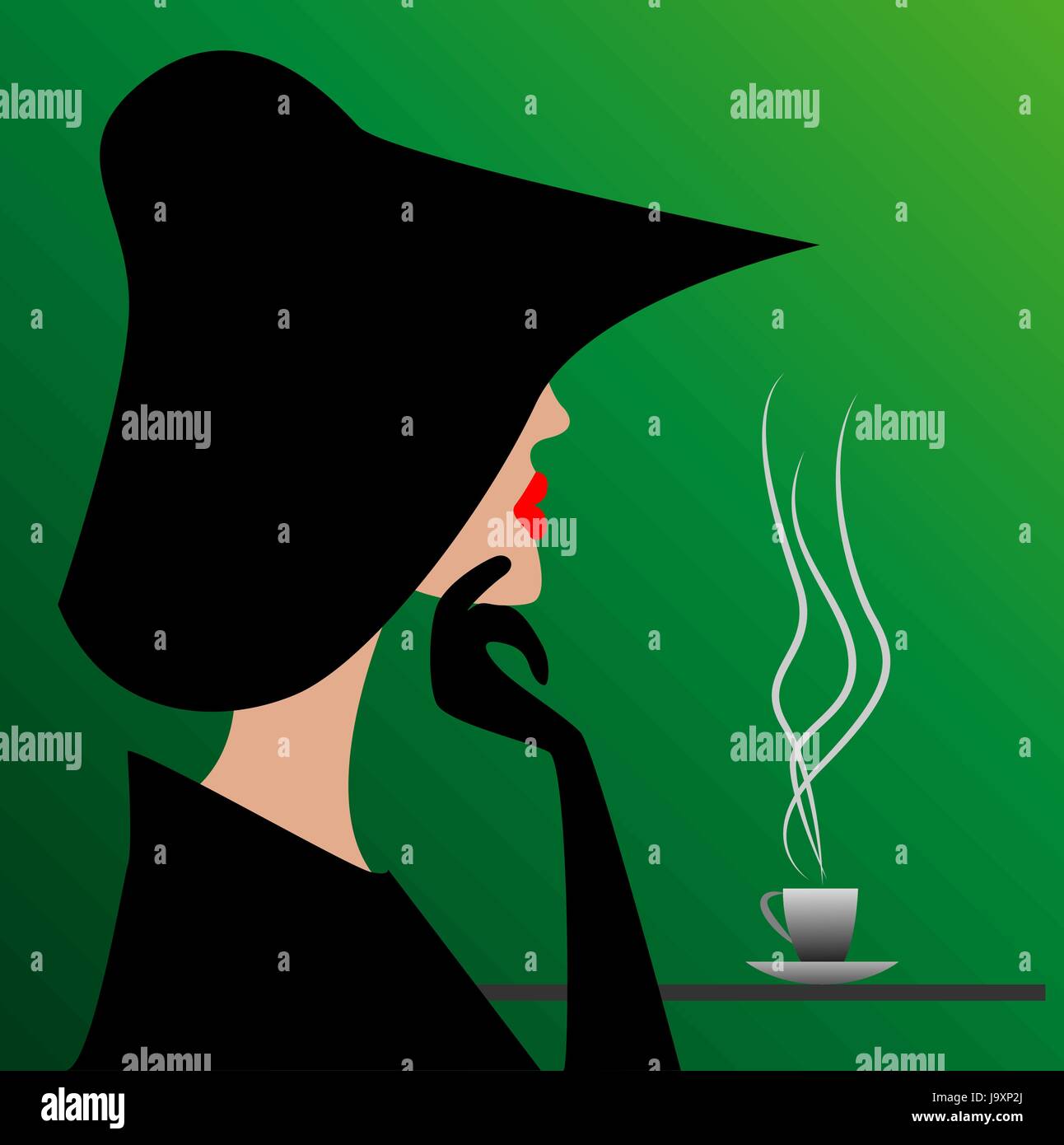 mysterious stranger in a black hat, vector illustration Stock Vector ...