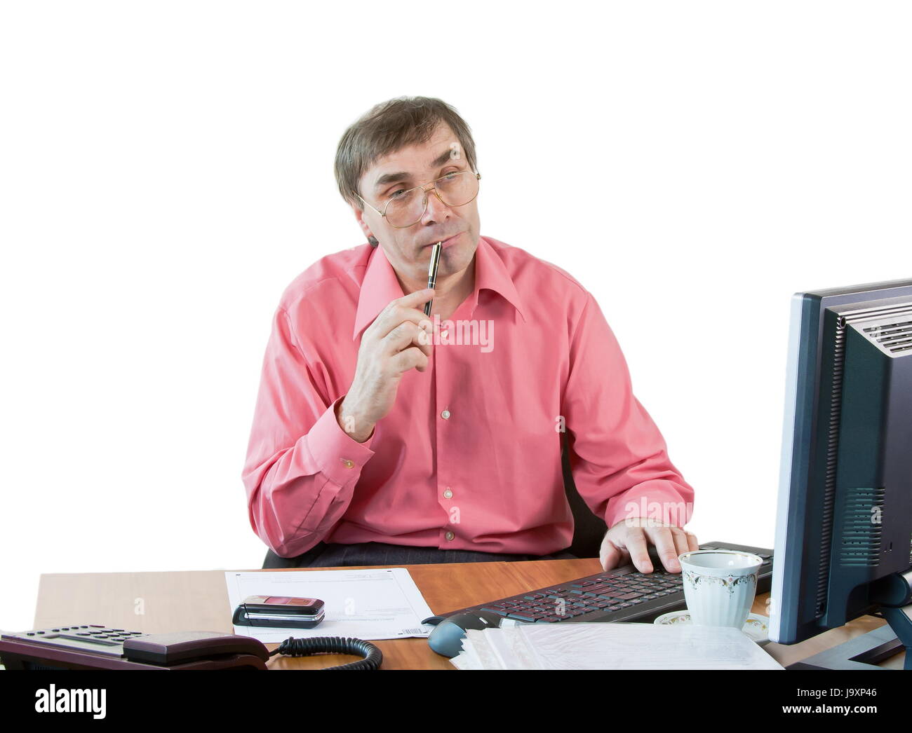 Elderly man works documents hi-res stock photography and images - Alamy