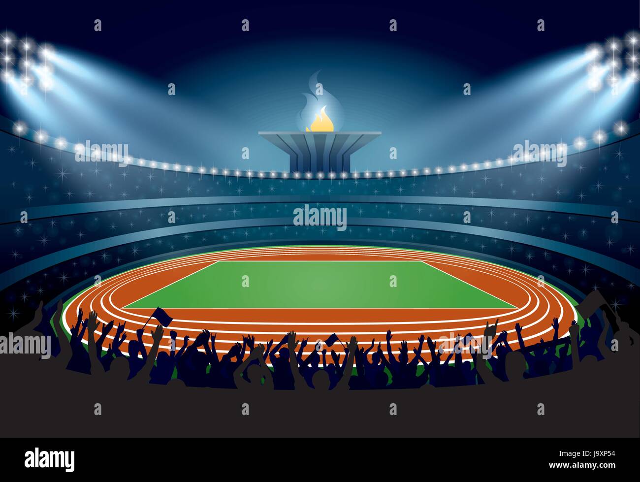 Excited Crowd of People at Athletics Stadium. Athletics Arena. Ceremony ...