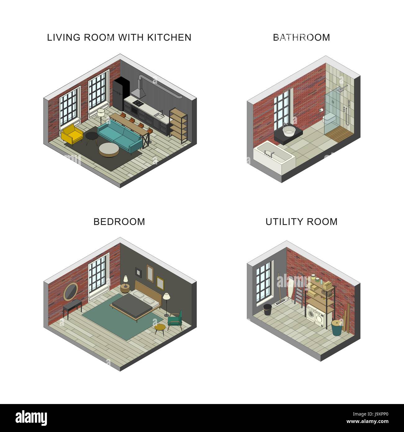 3d isometric floor plan hi-res stock photography and images - Alamy
