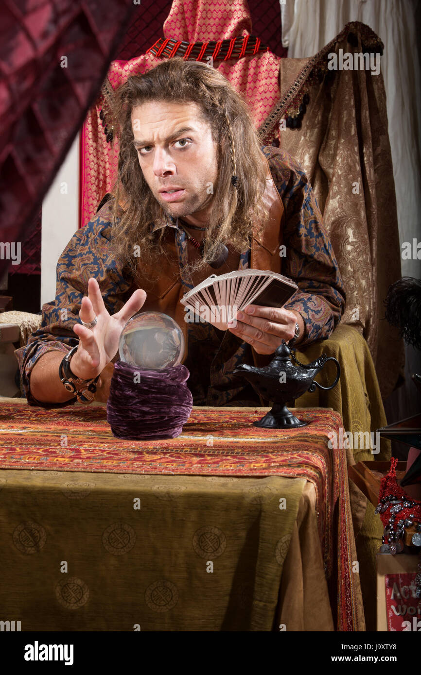 blank, european, caucasian, fortune teller, character, aggressive ...