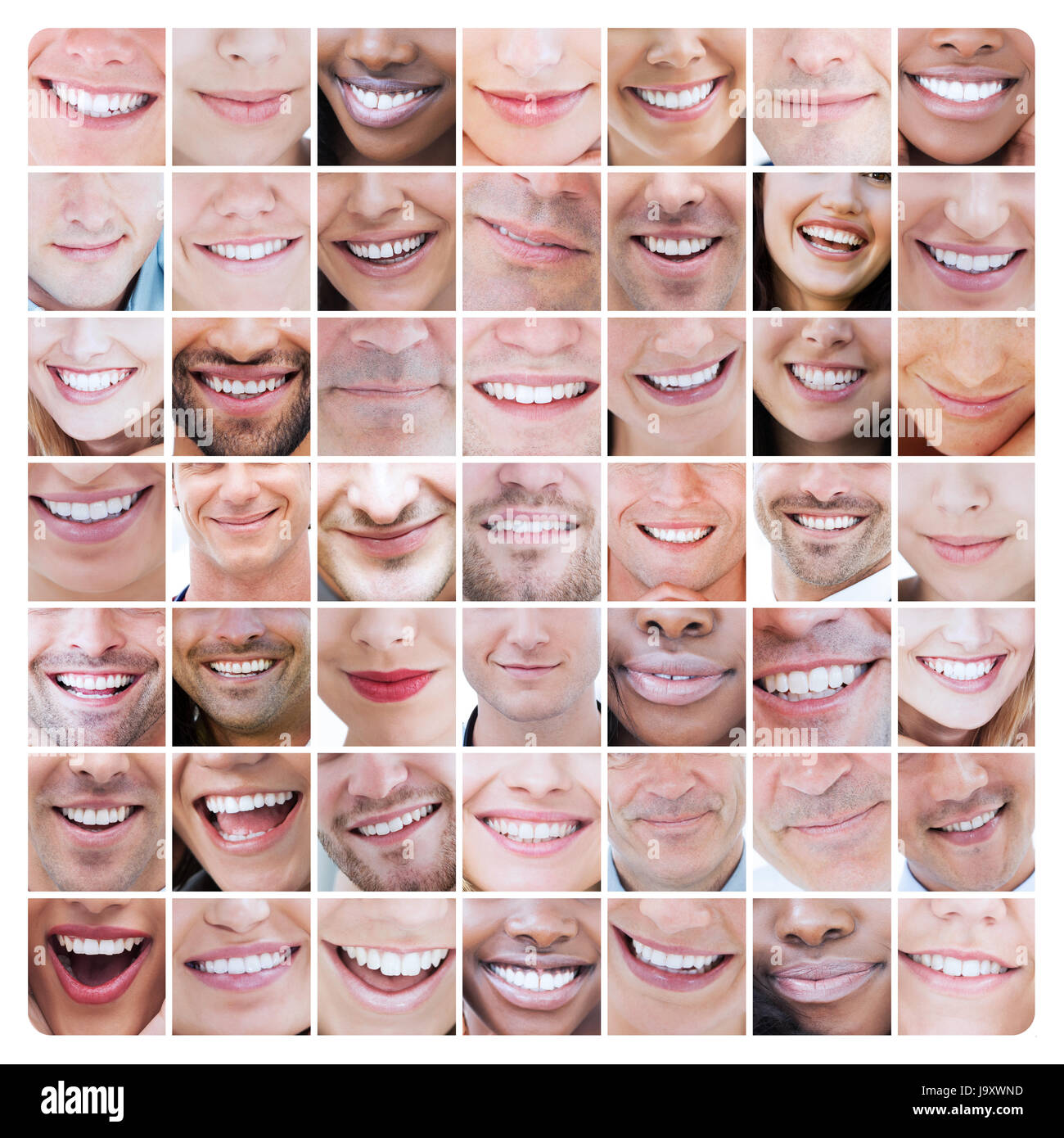 Collage of various pictures of smiles Stock Photo - Alamy