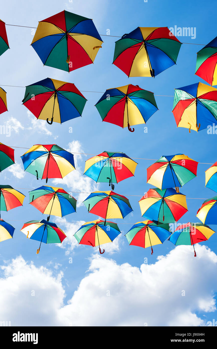 Colorful umbrellas background. Coloruful umbrellas urban street ...