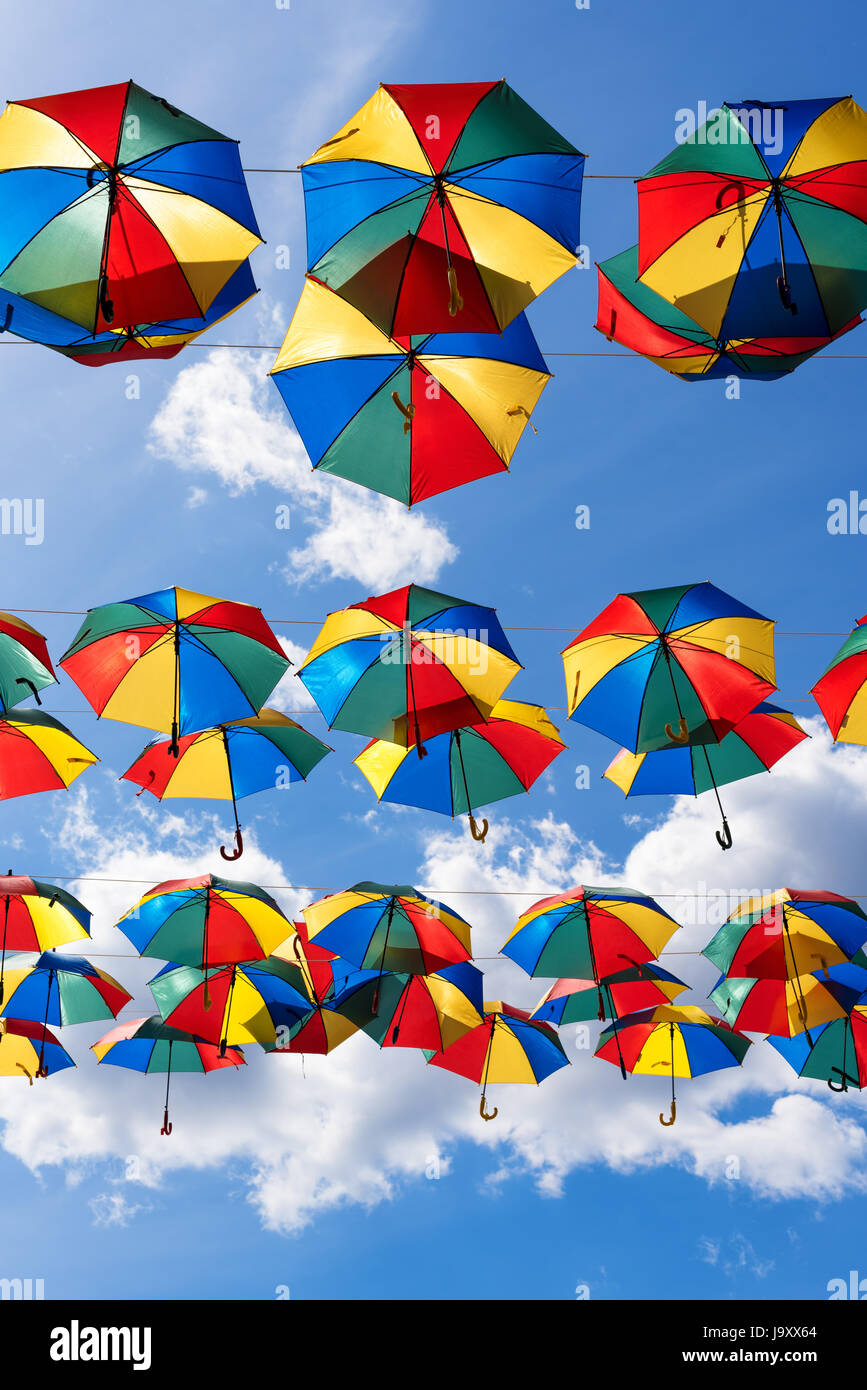 Colorful umbrellas background. Coloruful umbrellas urban street ...