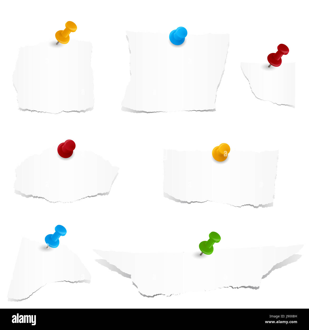 collection - scraps of paper with pin Stock Photo - Alamy