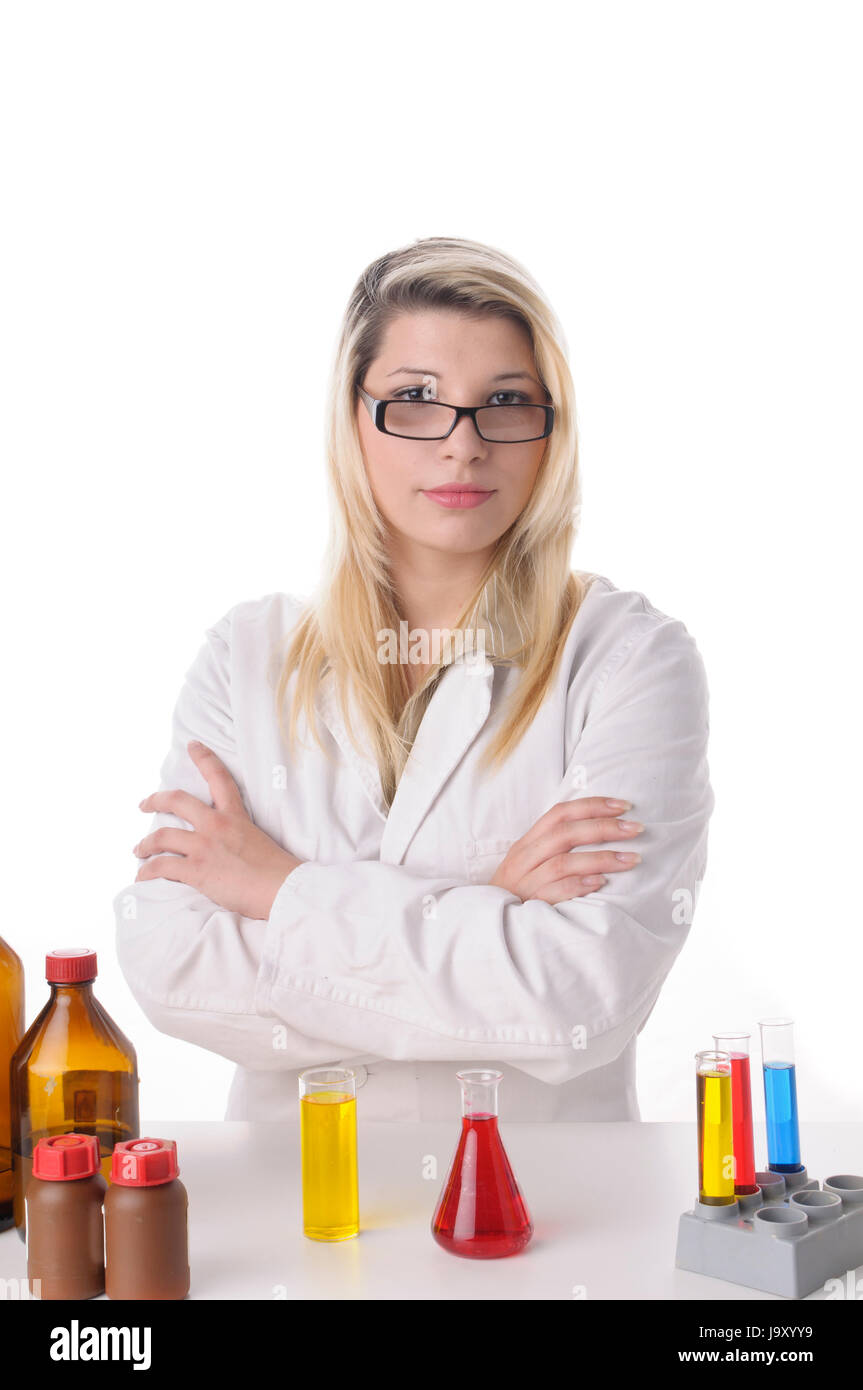 chemist is satisfied,looking at camera Stock Photo - Alamy