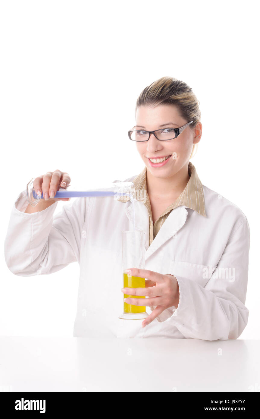 young lab assistant laughs at the camera Stock Photo - Alamy