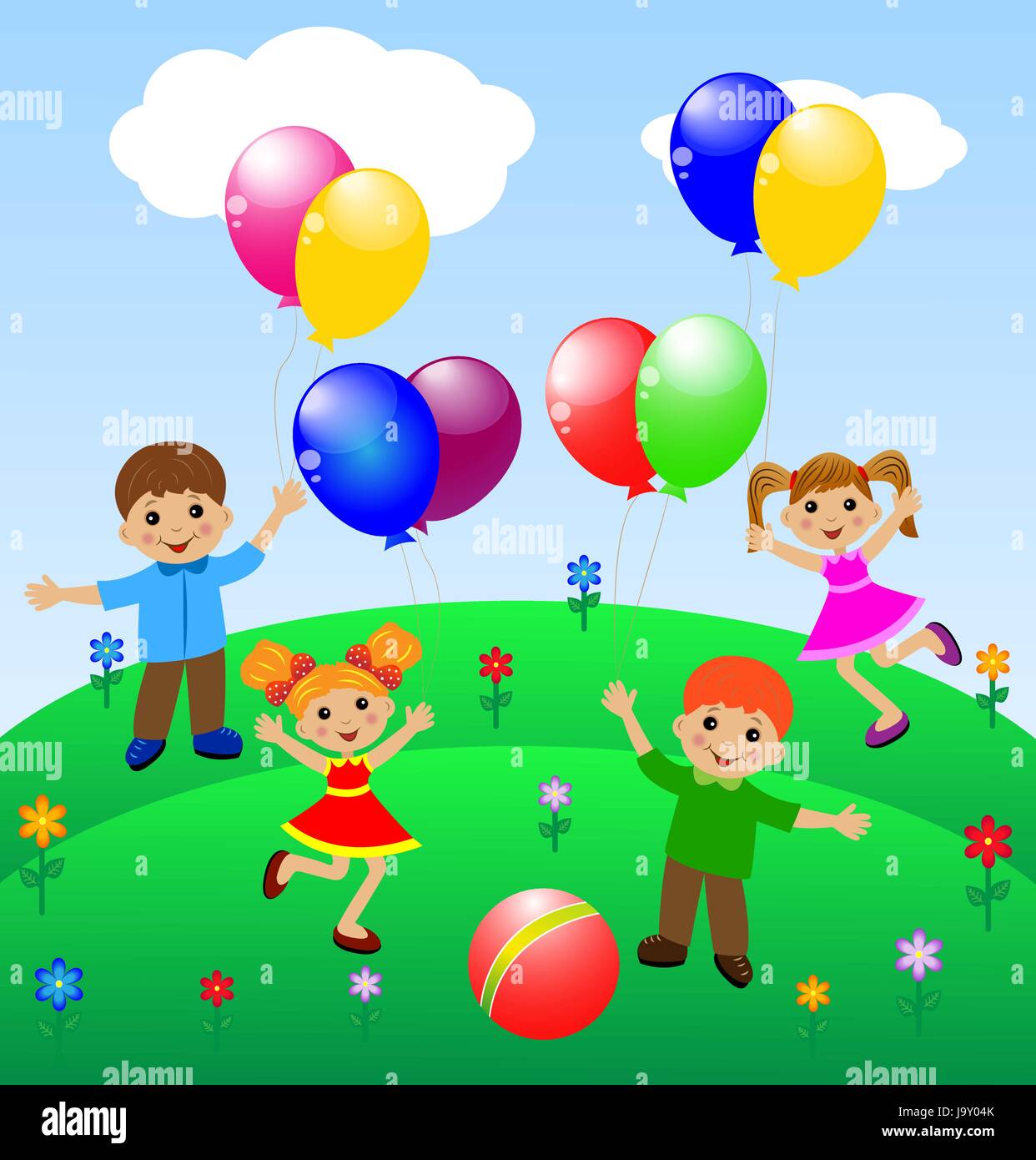 little child with balloon, vector illustration Stock Vector Image & Art ...